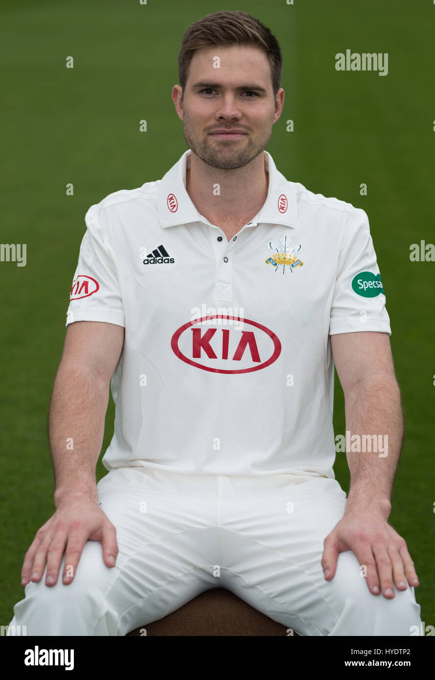 Surrey's Mathew Pillans during the media day at The Oval, London Stock ...