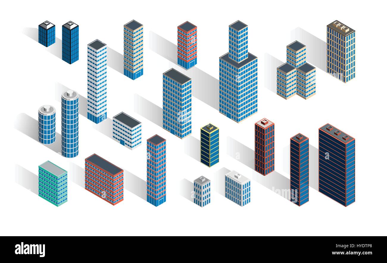 Vector isometric buildings set Stock Vector Image & Art - Alamy