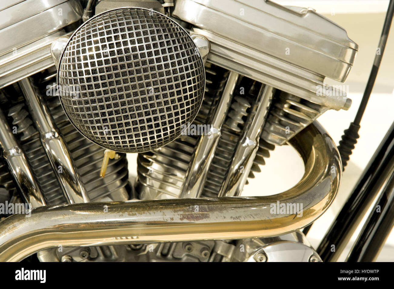 motorcycle engine closeup showing cycliners, filter and exhaust Stock ...