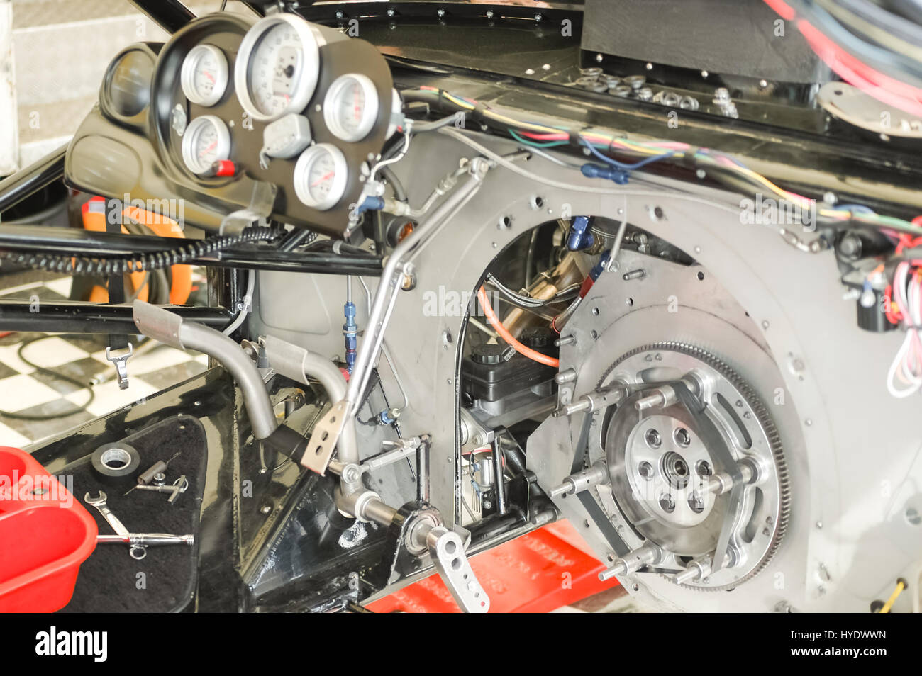 complex interior of a dragster race car Stock Photo - Alamy