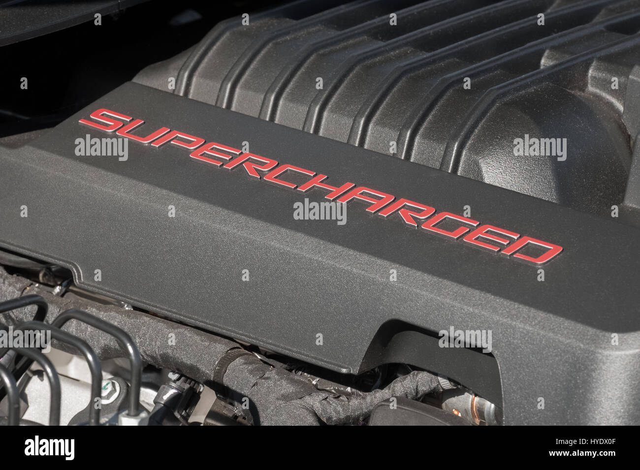 closeup of a high performance vehicle engine bay Stock Photo - Alamy