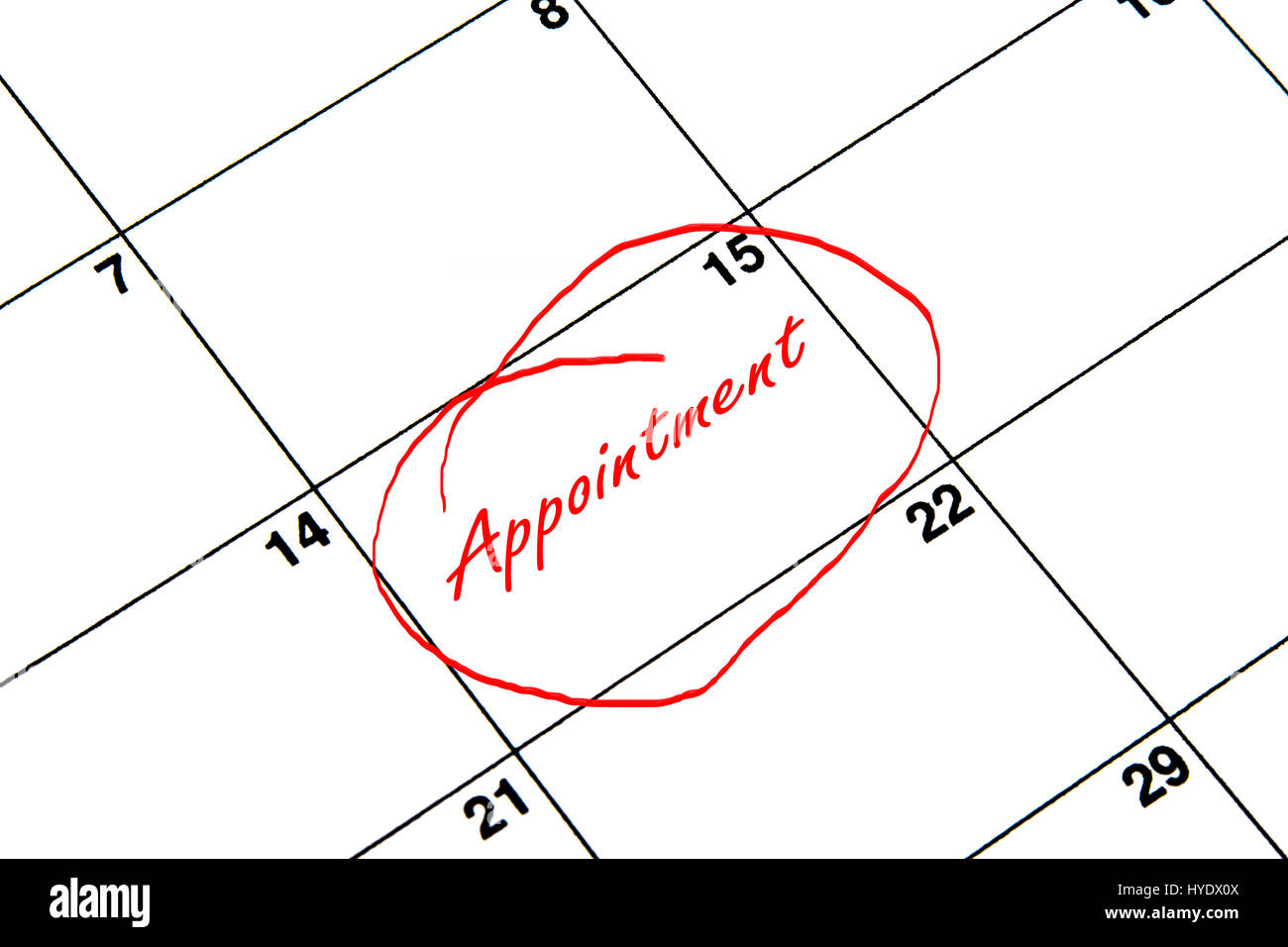 Appointment Circled on A Calendar in Red Stock Photo - Alamy