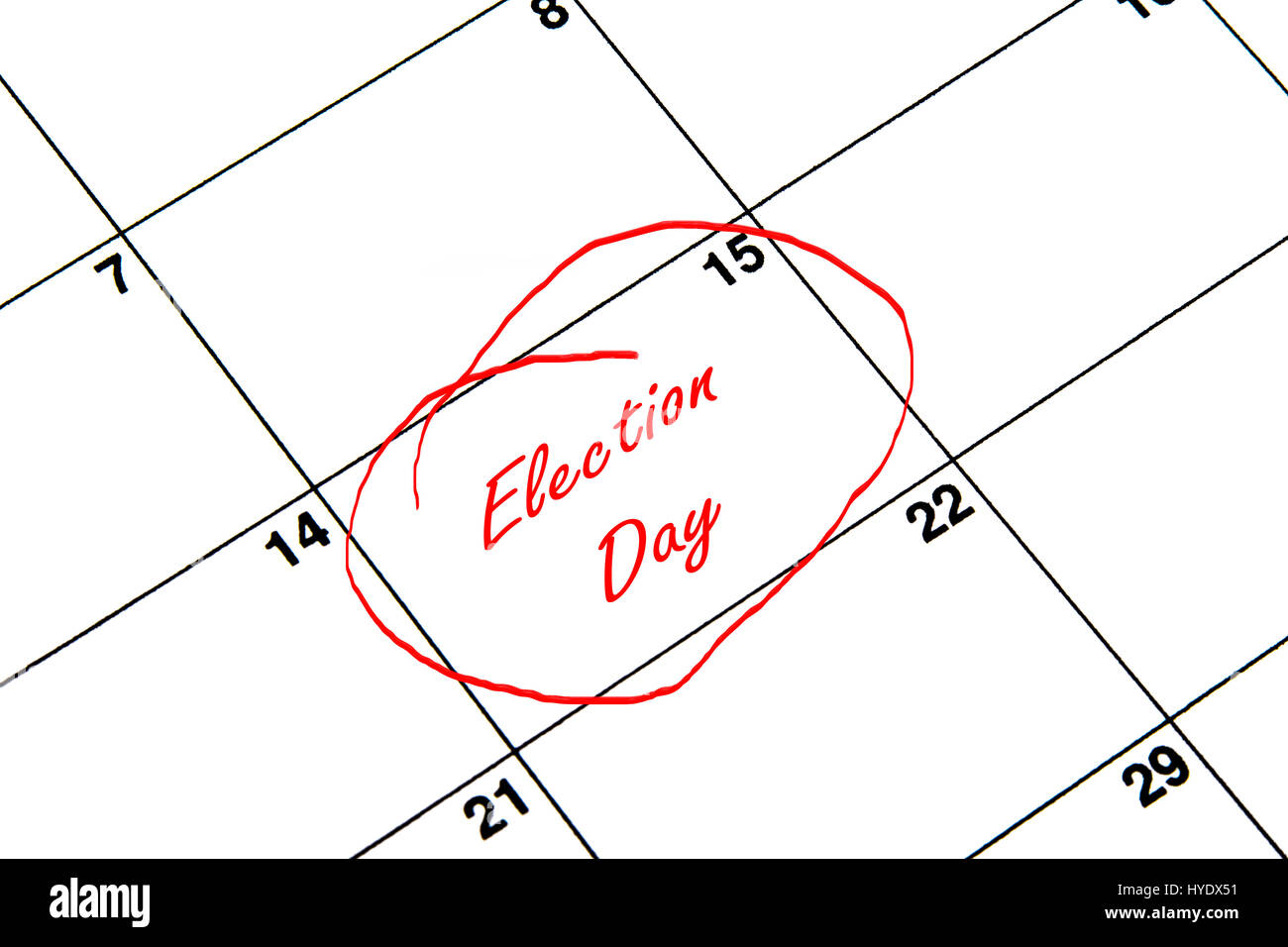 Election Day Circled on A Calendar in Red Stock Photo - Alamy