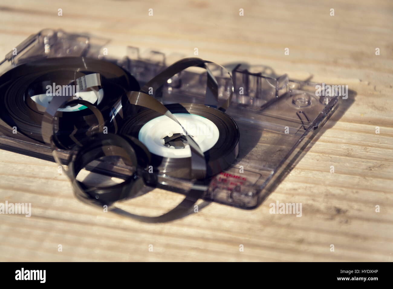 Old broken unwound compact cassette audio tape messed up Stock Photo ...