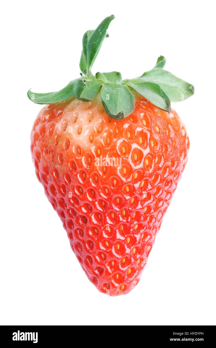 Single fresh red strawberry isolated on white background Stock Photo ...
