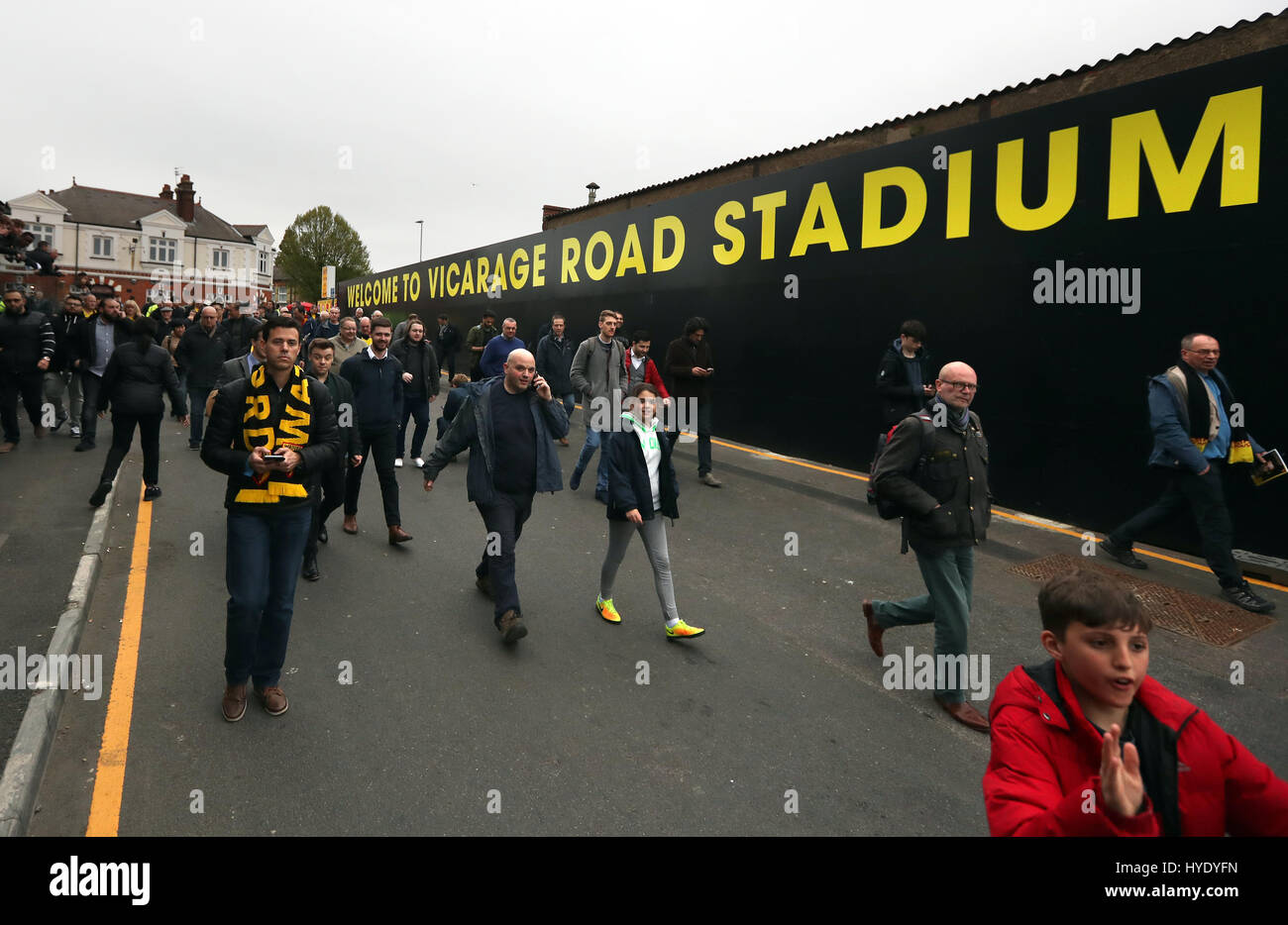 Watford fans outside the ground arrive for the Premier League match at ...