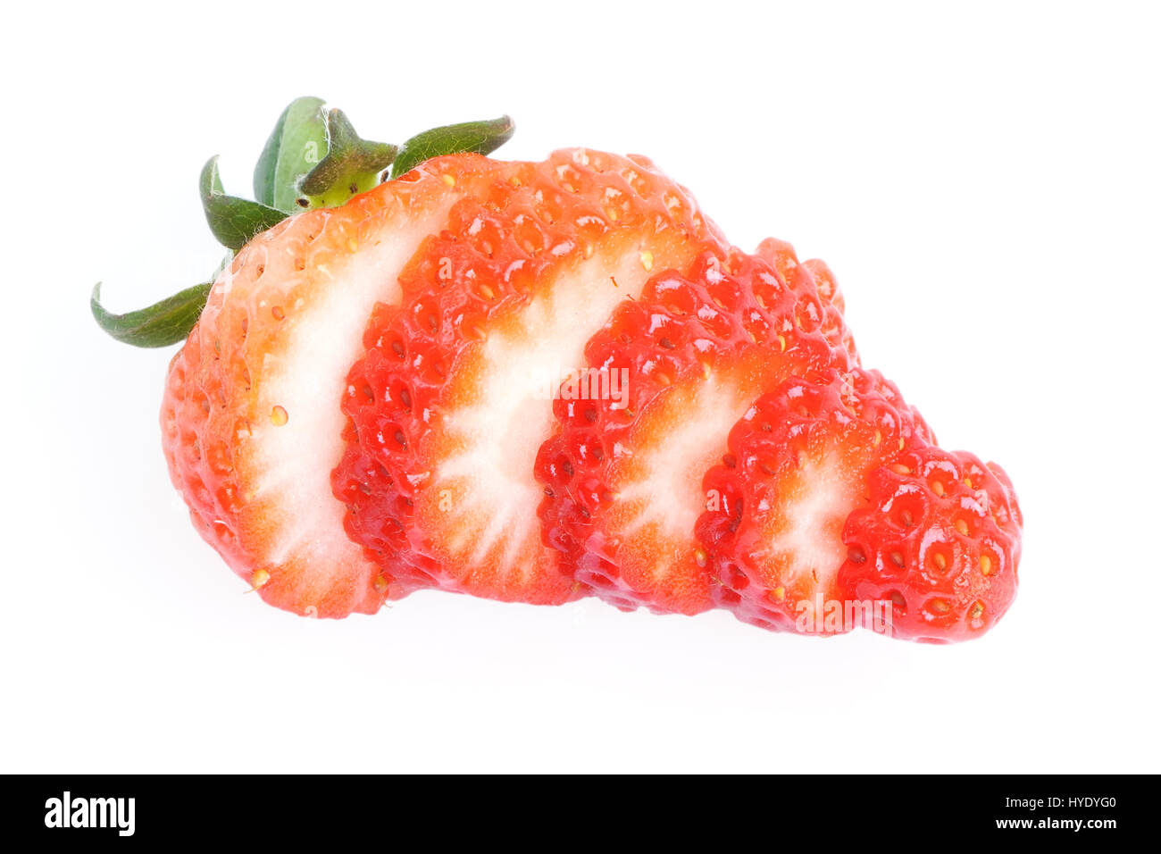 Cut strawberry isolated on white Stock Photo - Alamy