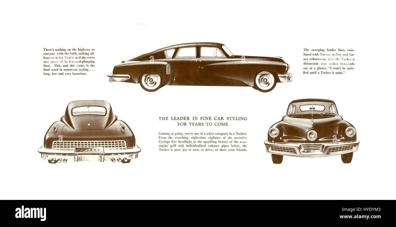 TUCKER TORPEDO 48 1940's press page advertisement for the fast back ...