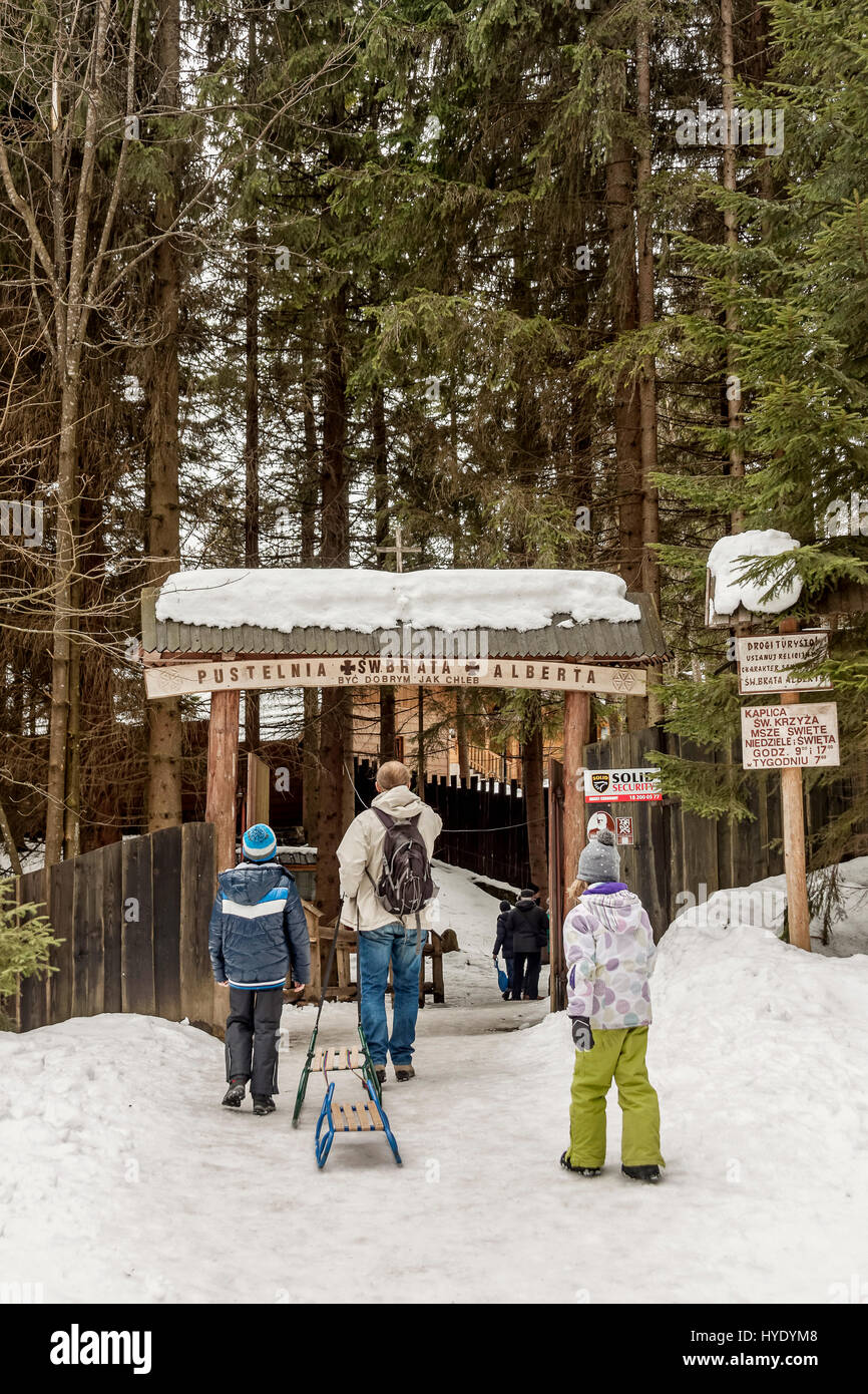 Tourists entering hermitage of St. Brother Albert at Kalatowki ...