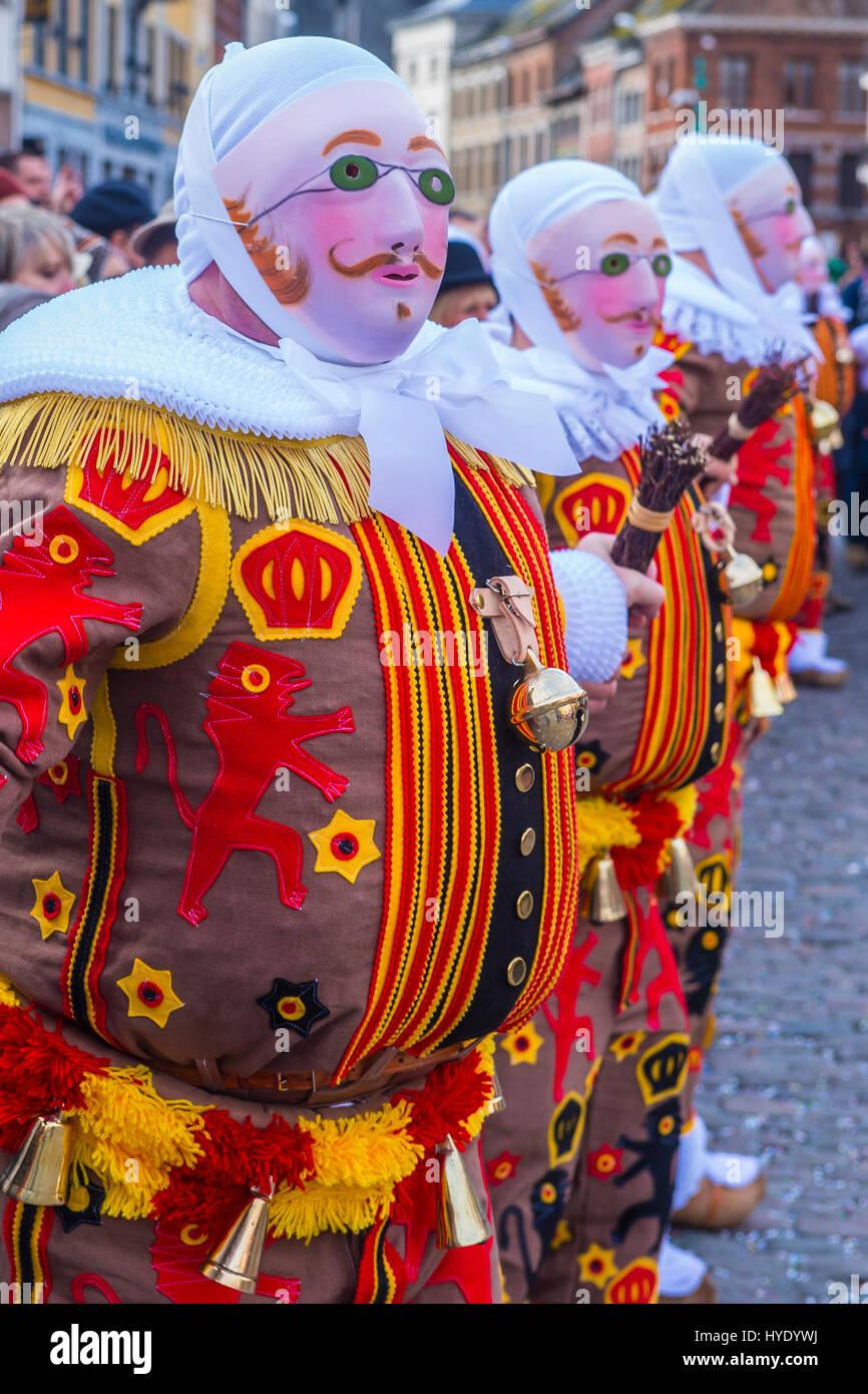 BINCHE , BELGIUM - FEB 26 : Participants in the Binche Carnival in ...