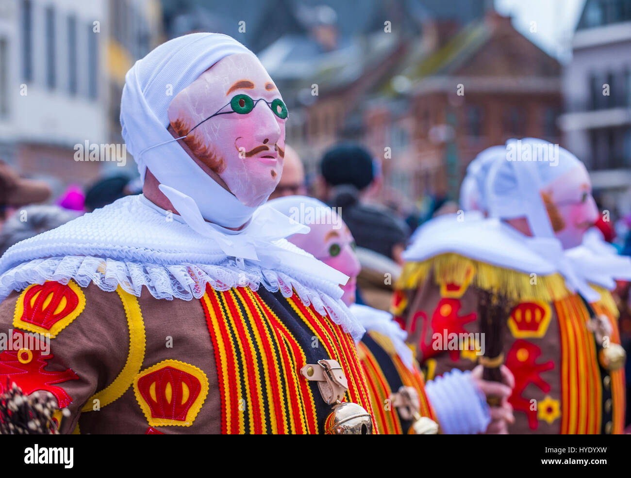 BINCHE , BELGIUM - FEB 26 : Participants in the Binche Carnival in ...