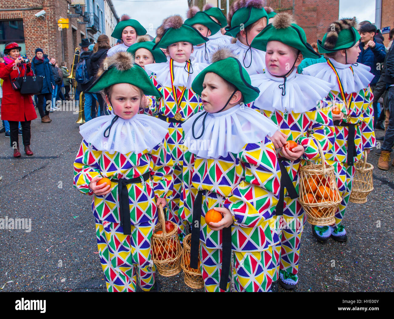 BINCHE , BELGIUM - FEB 28 : Participants in the Binche Carnival in ...