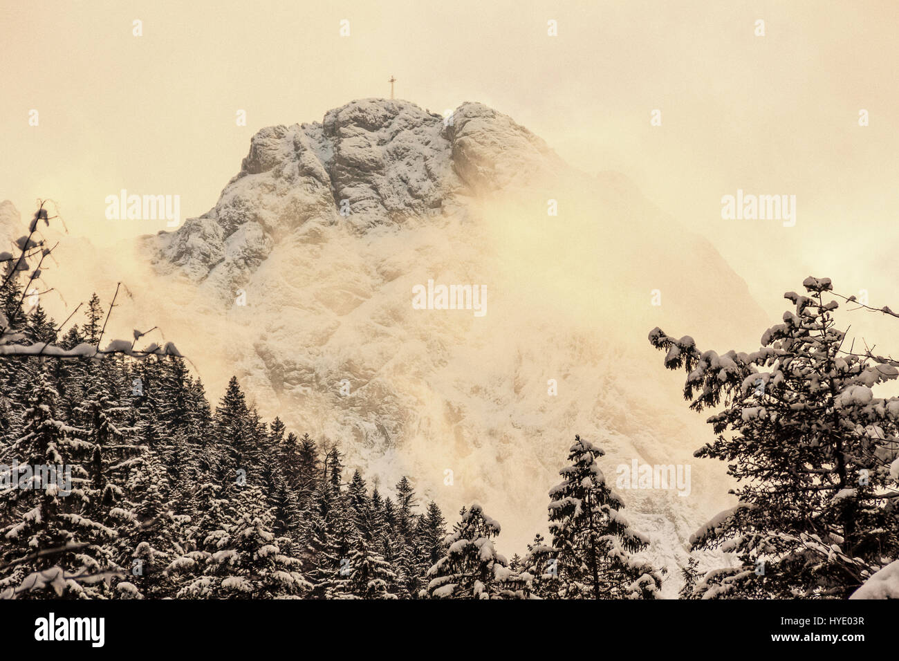 Mount Giewont seen from Strazyska Valley near Zakopane, Tatra National ...