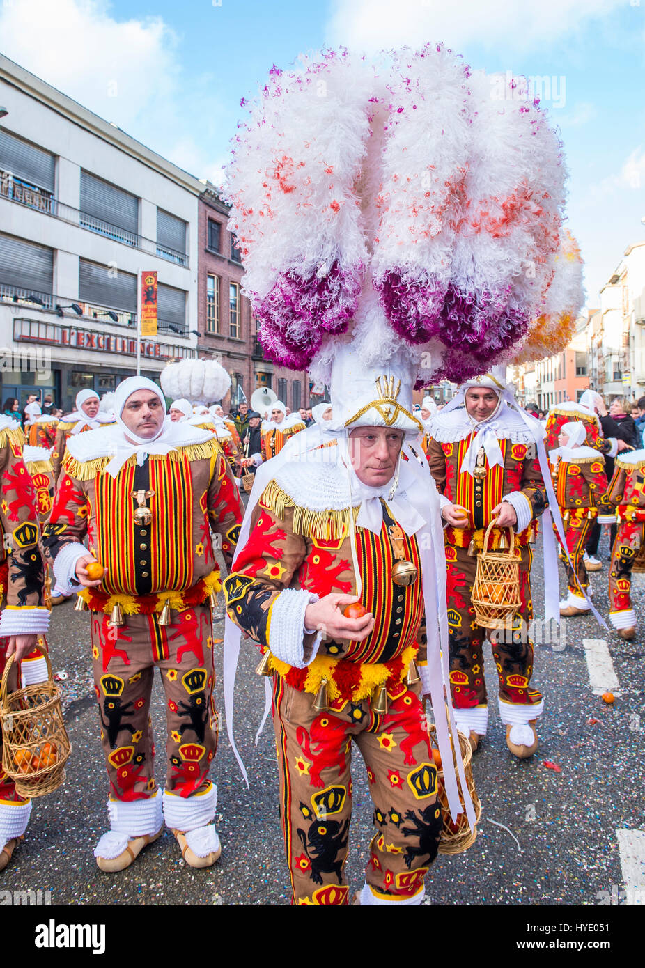 BINCHE , BELGIUM - FEB 28 : Participants in the Binche Carnival in ...