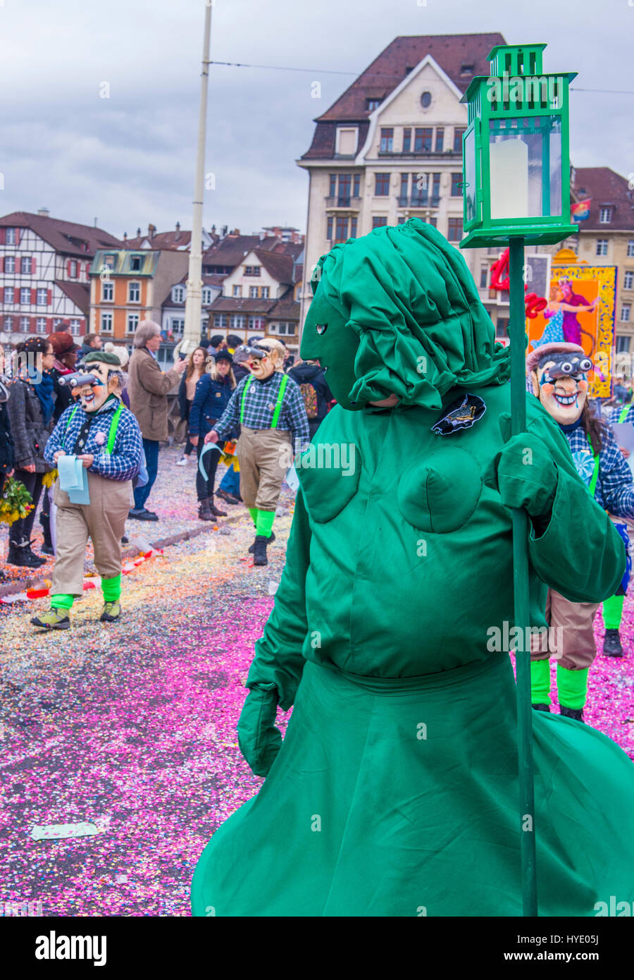 BASEL , SWITZERLAND - MARCH 08 : Participants in the Basel Carnival in ...