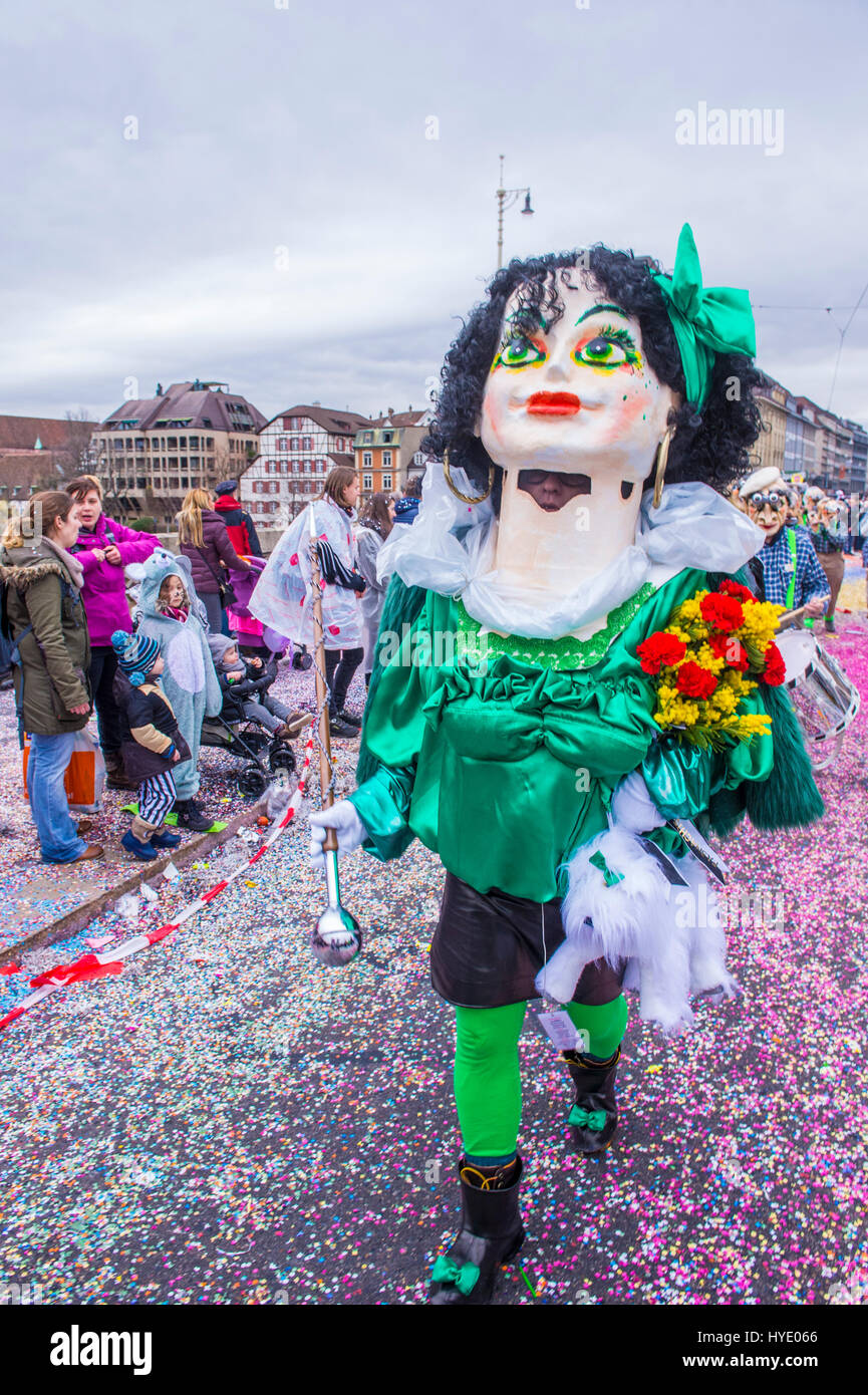 BASEL , SWITZERLAND - MARCH 08 : Participants in the Basel Carnival in ...