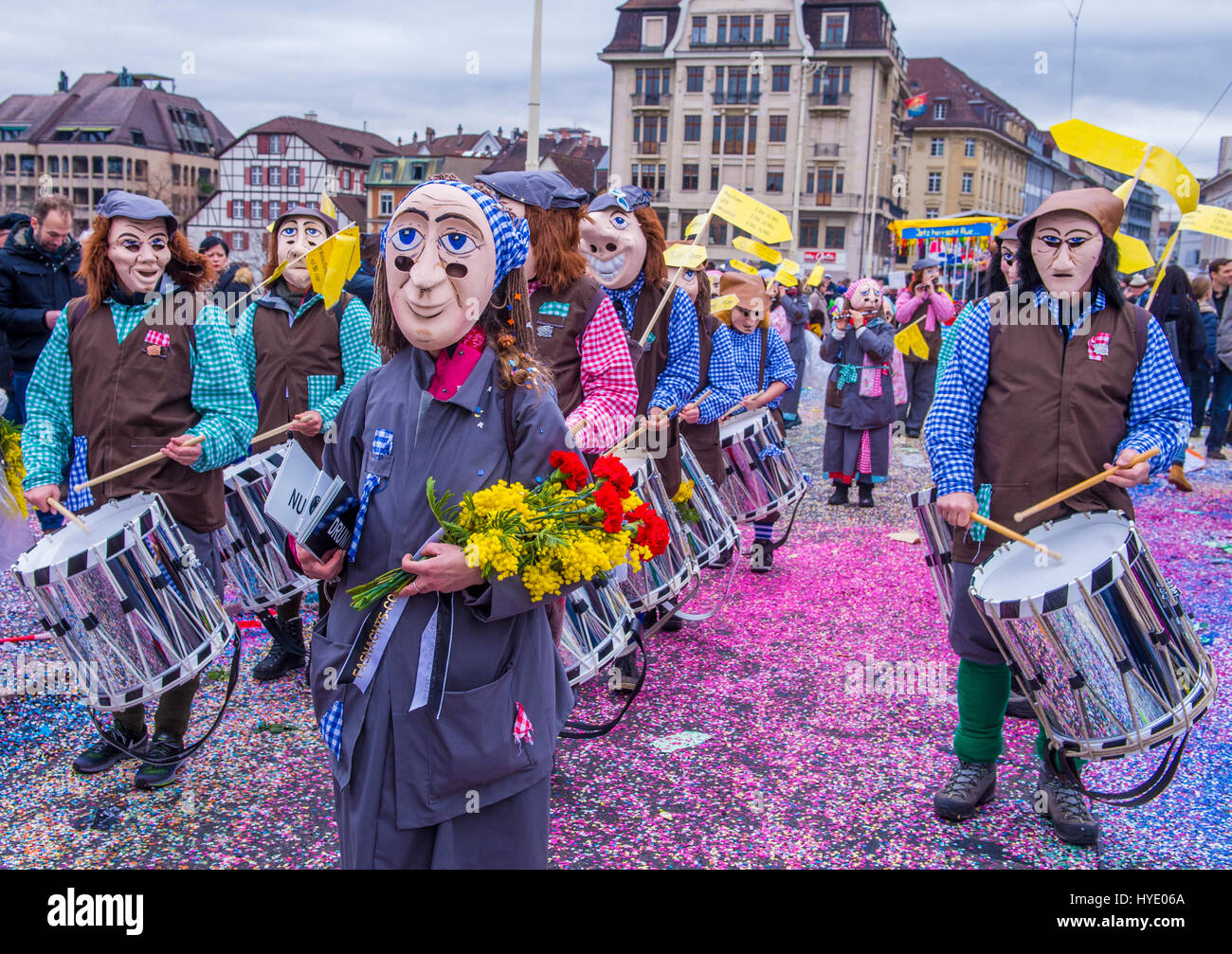 BASEL , SWITZERLAND - MARCH 08 : Participants in the Basel Carnival in ...