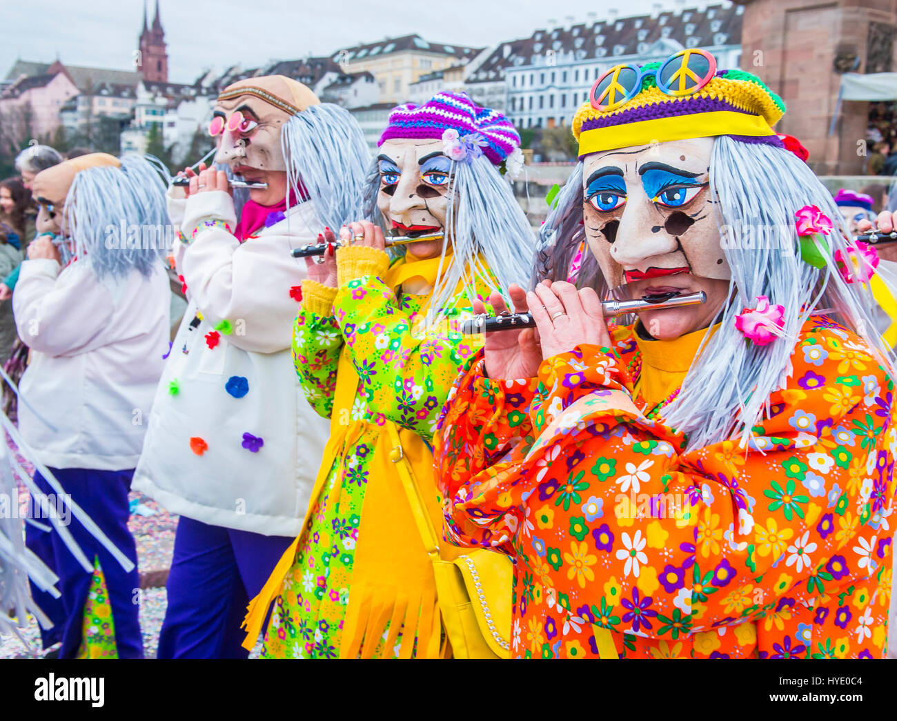 BASEL , SWITZERLAND - MARCH 08 : Participants in the Basel Carnival in ...