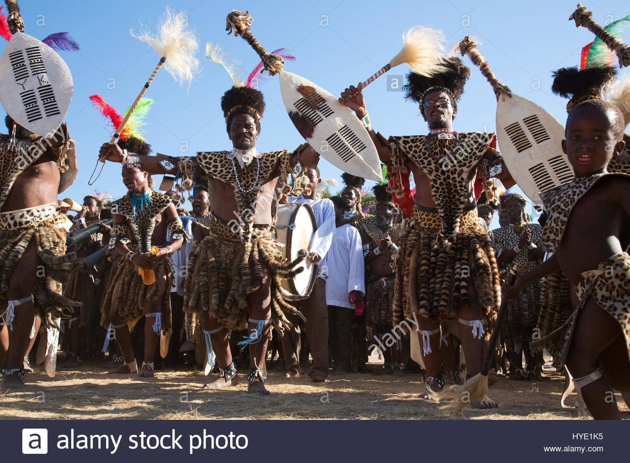 Members of the Shembe Church perform a religious ritual clad in Stock ...