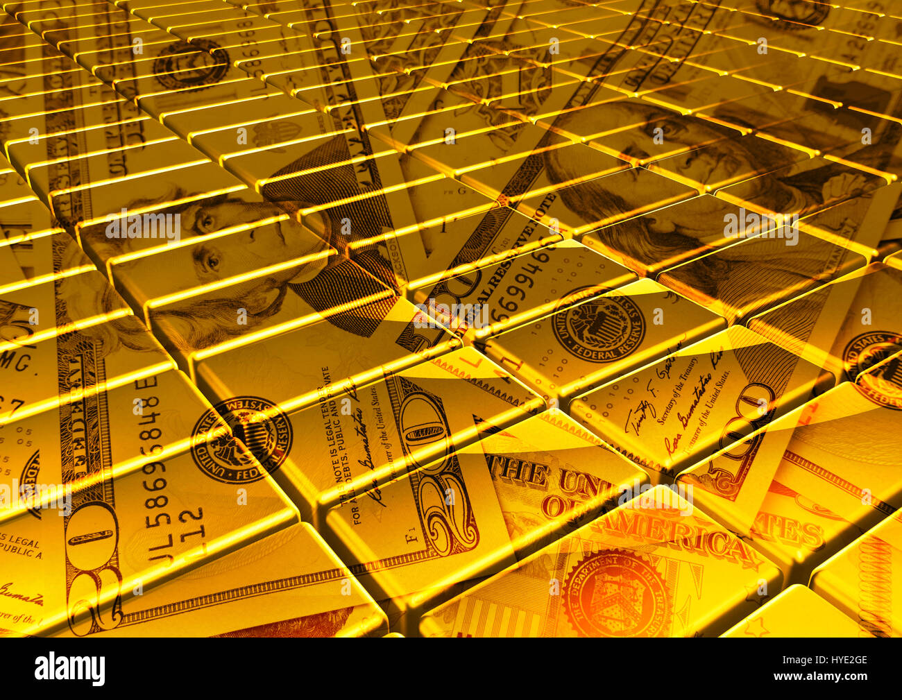 dollar banknote and gold. finance concept Stock Photo - Alamy