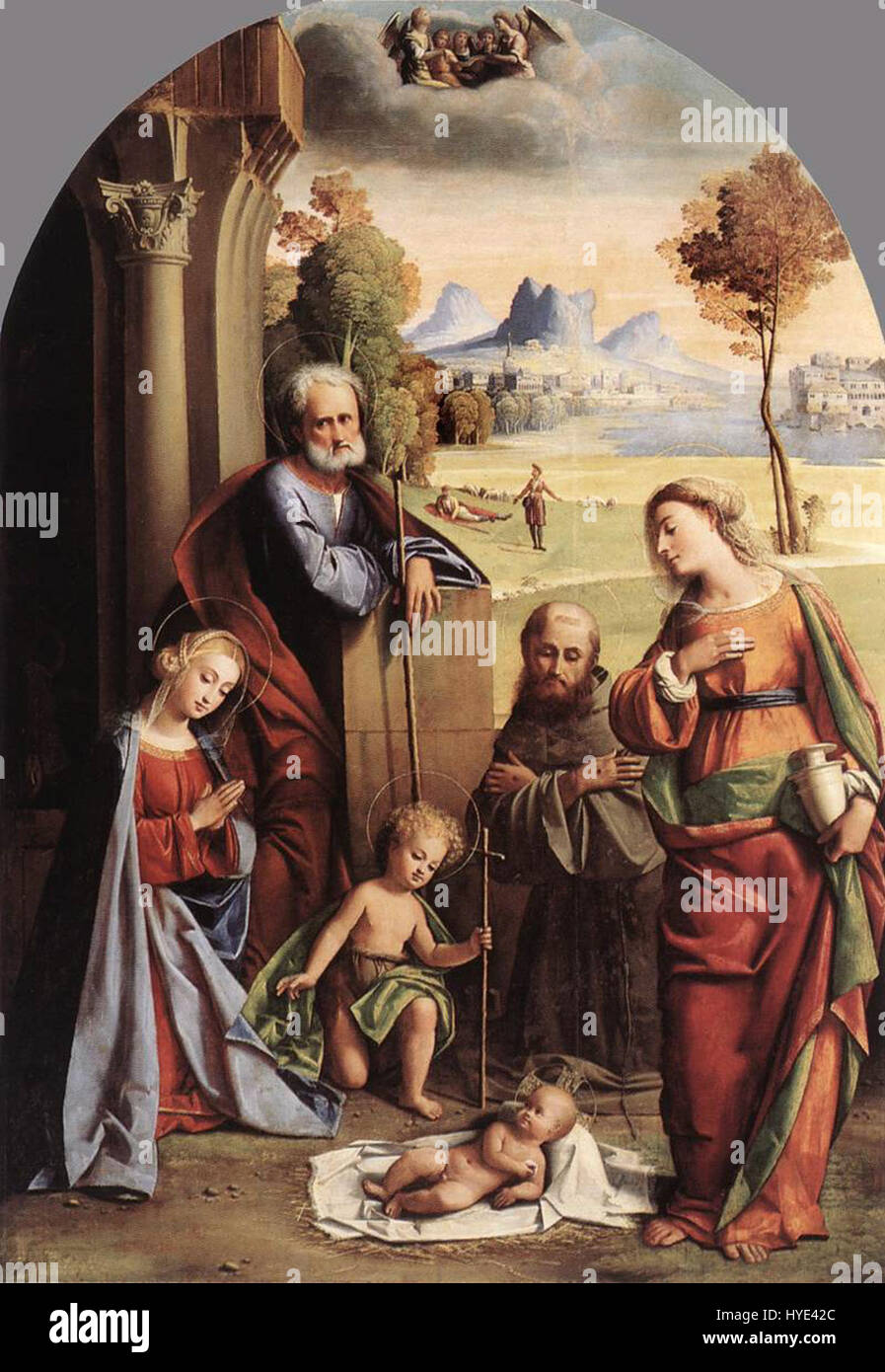 'Natividad con Santos' (Nativity with Saints) by GB Ortolano is a 1520 ...