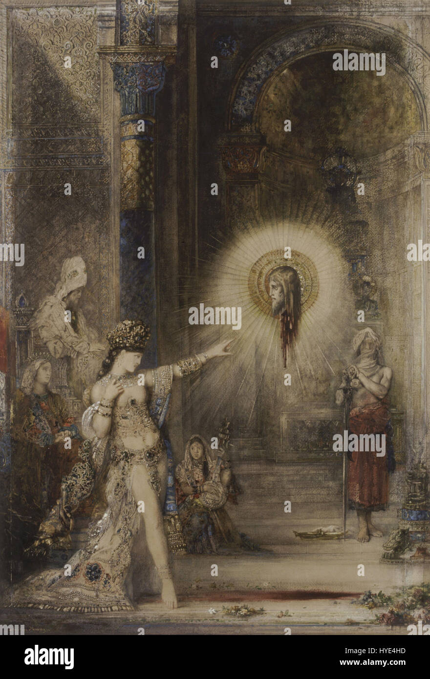 'The Apparition' by Gustave Moreau is a symbolic and dreamlike painting featuring a mysterious ...