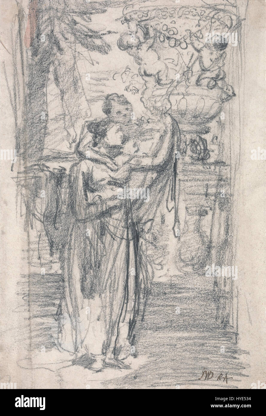 James Ward's painting 'Two Girls on a Garden Terrace' presents a serene ...