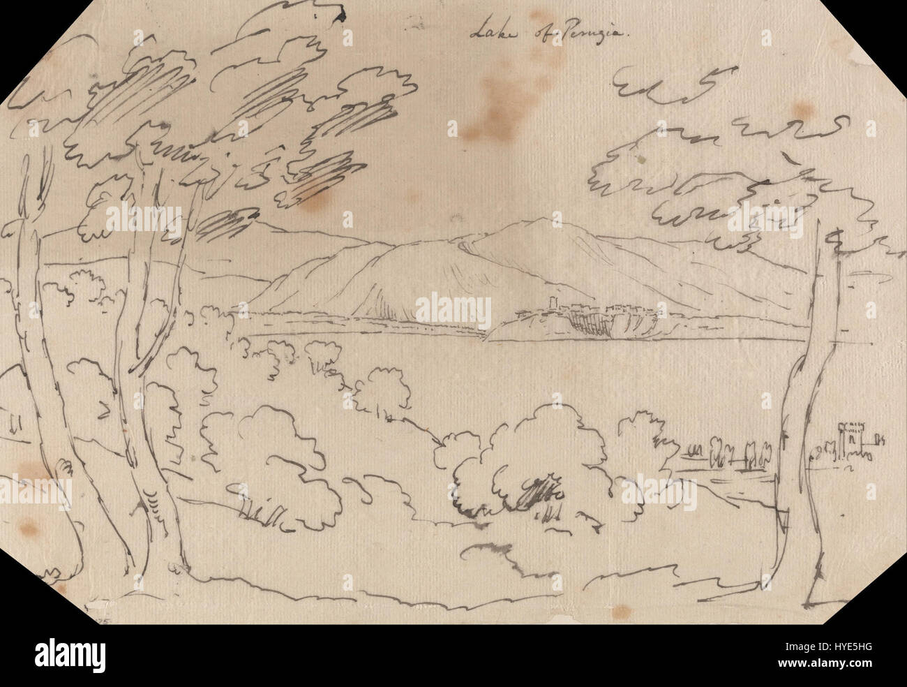 A painting by John Robert Cozens, depicting the Lake of Perugia. Cozens ...
