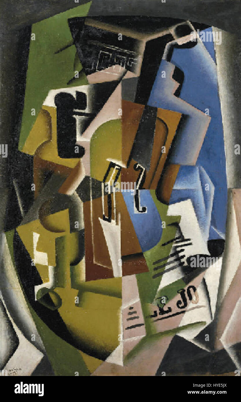 'Violon et journal' by Juan Gris is a Cubist still life that combines a ...