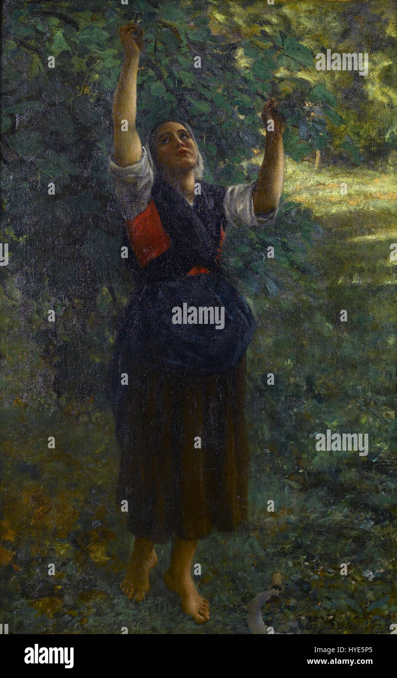 Jules Breton's *Cueilleuse de figues* (Fig Picker) portrays a rural ...