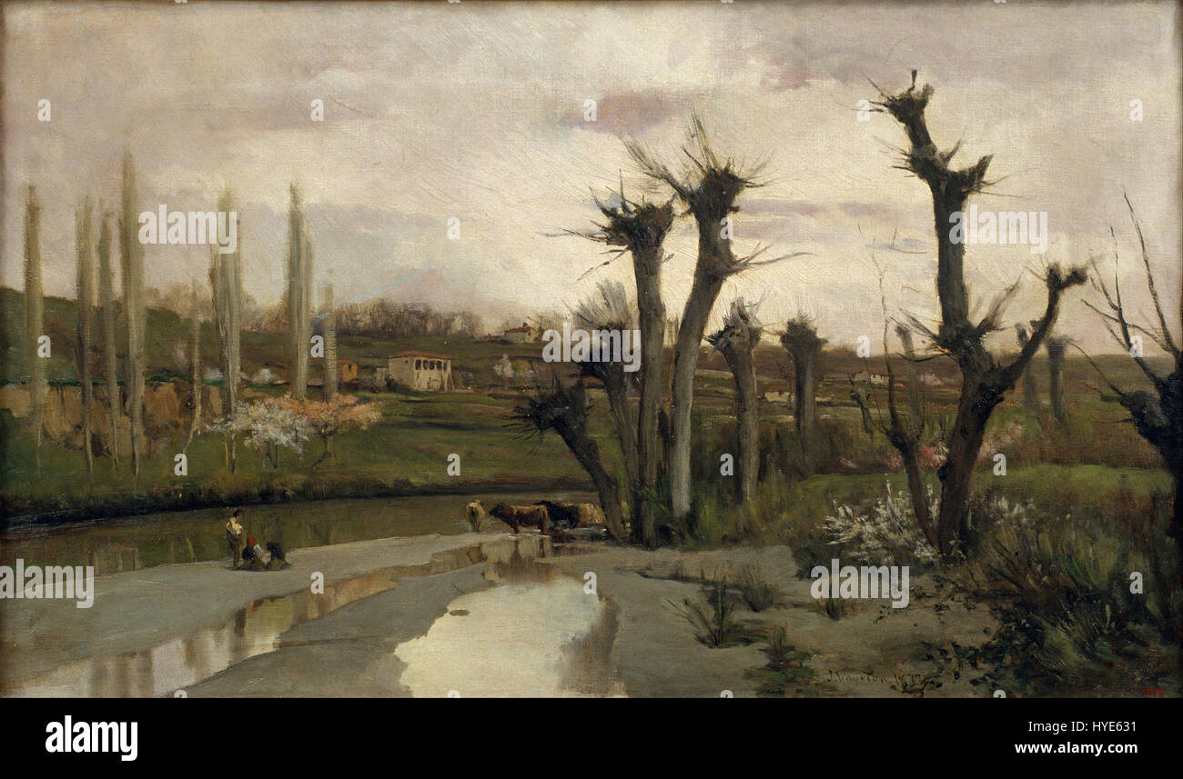 ‘The Beginning of Spring’ by Joaquim Vayreda depicts a serene landscape ...