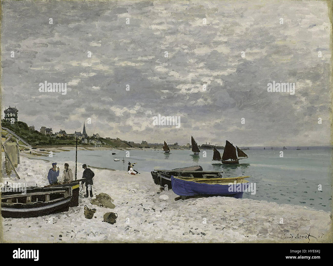 Monet’s 'Spiaggia a Sainte Adresse' (Beach at Sainte-Adresse) portrays ...