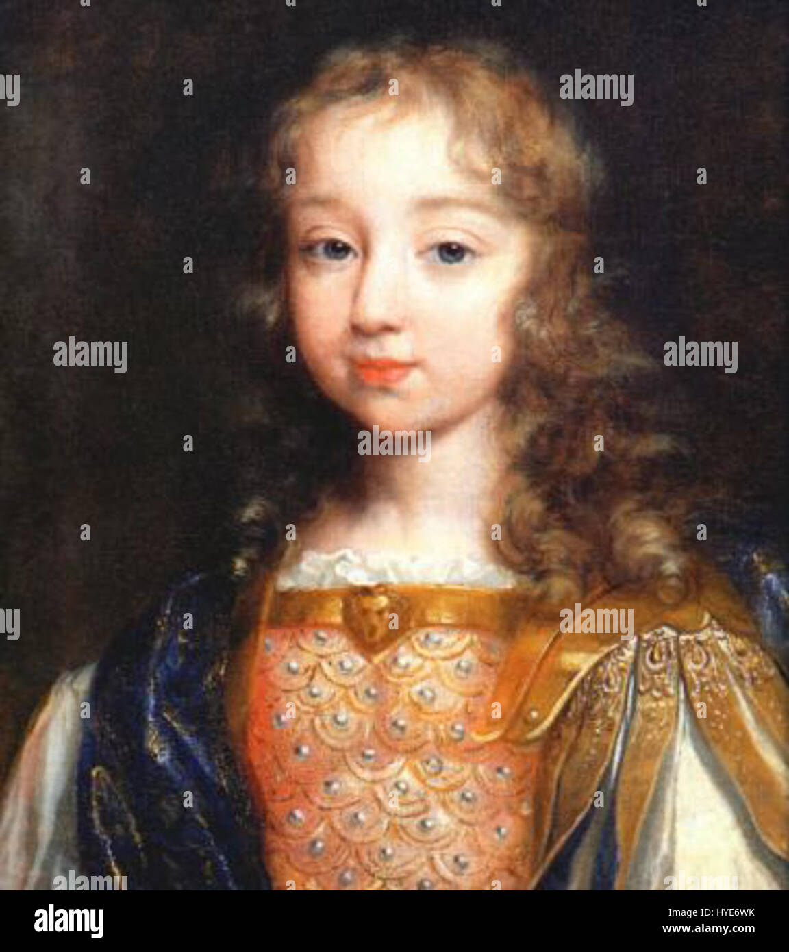 The portrait 'Louis XIV as a child' depicts the French monarch as a young boy, highlighting his ...