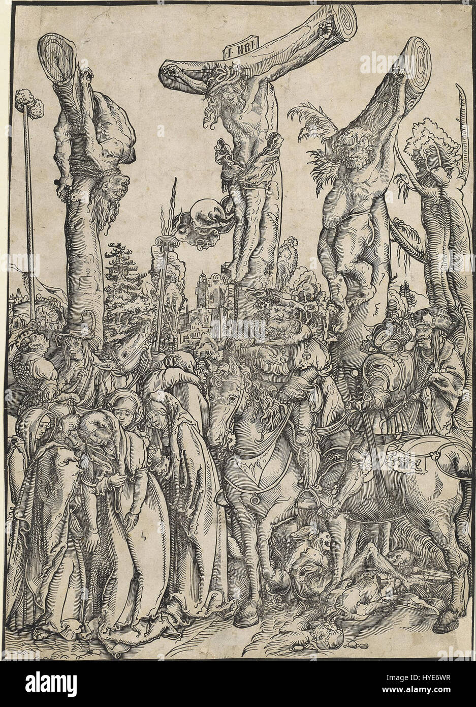 *The Crucifixion* by Lucas Cranach the Elder is a renowned Renaissance painting that portrays ...