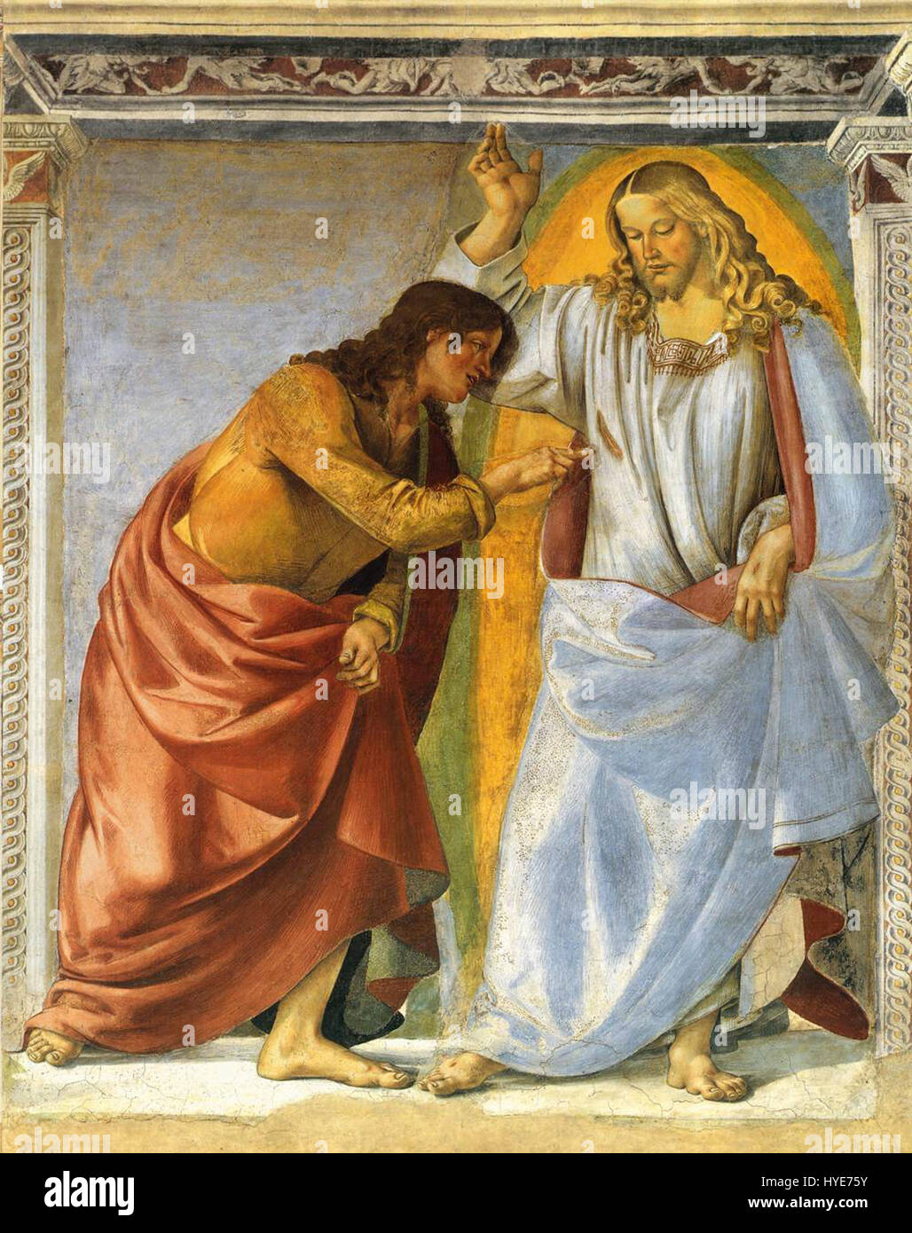 Luca Signorelli’s *Christ and the Doubting Thomas* depicts the biblical ...