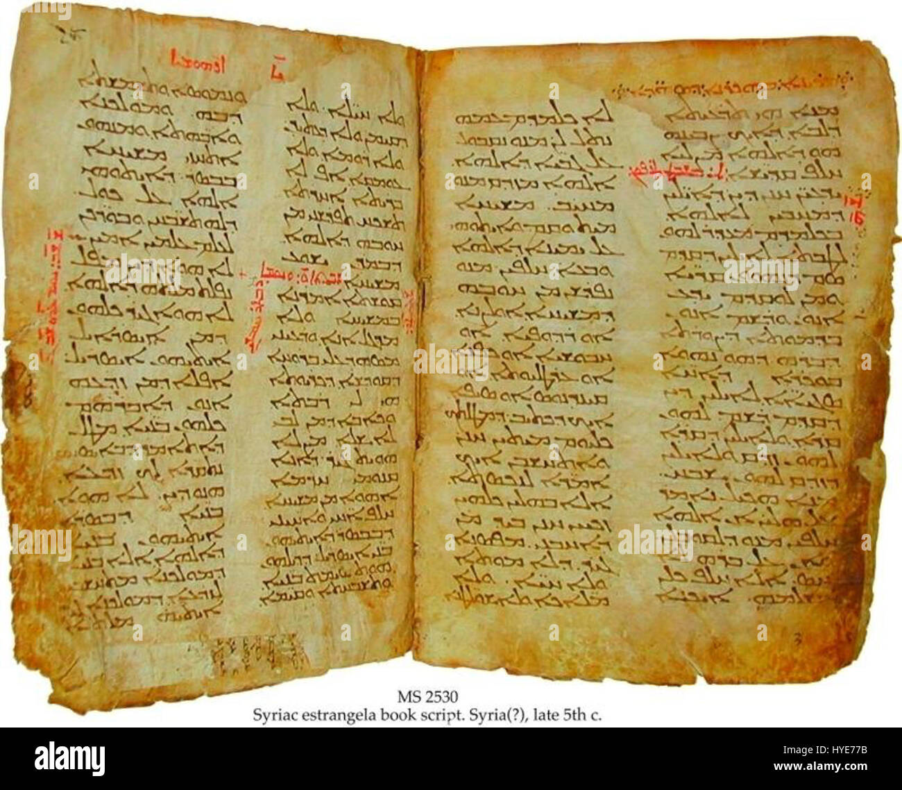 A manuscript written in Syriac Aramaic in the Estrangela script from ...