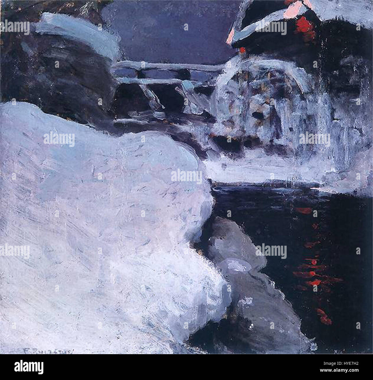 'Mlyn Zima' (Winter Mill) captures a serene winter scene, with the mill ...