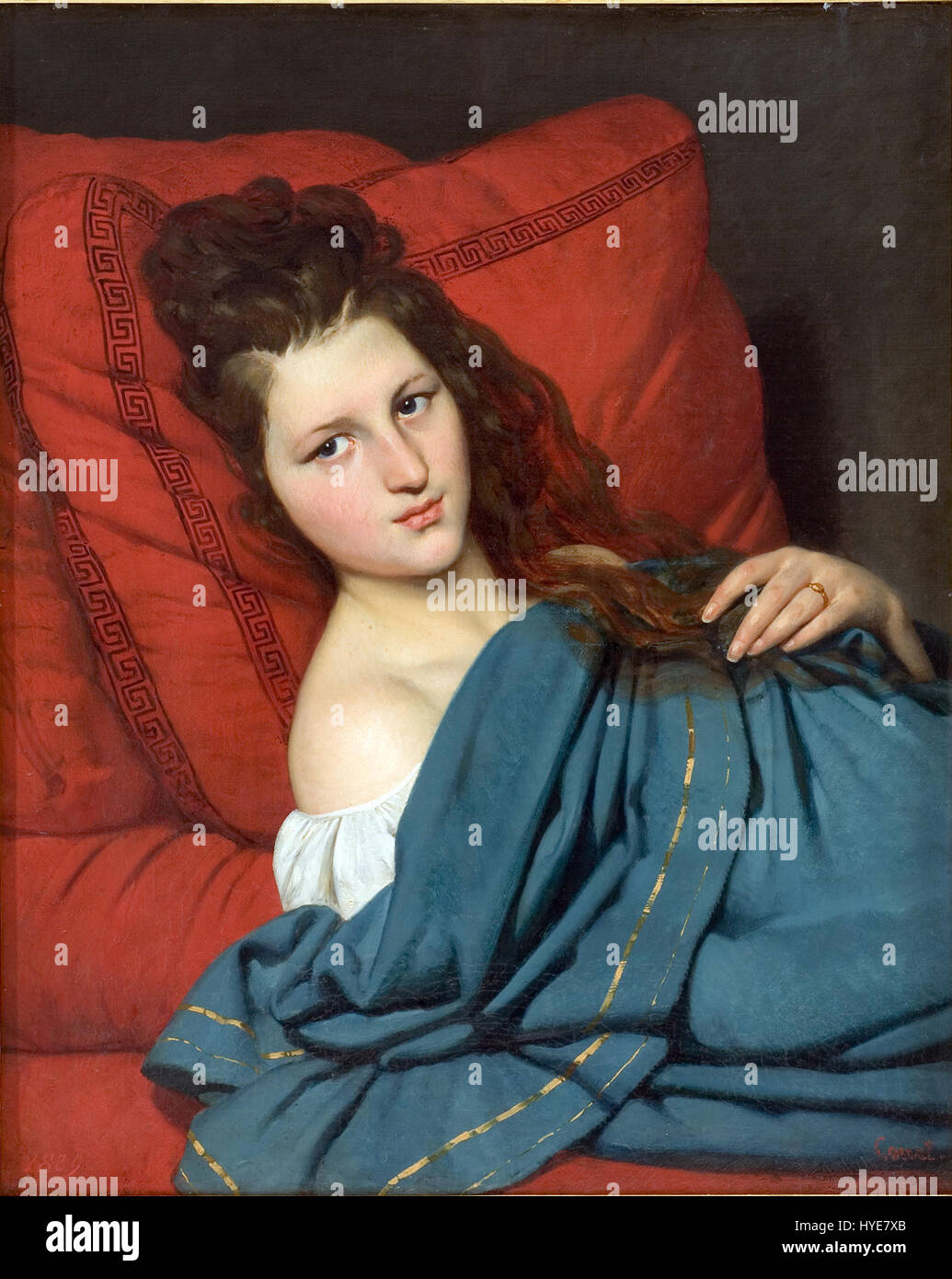 'Femme divan court' depicts a seated woman in an elegant courtly pose ...