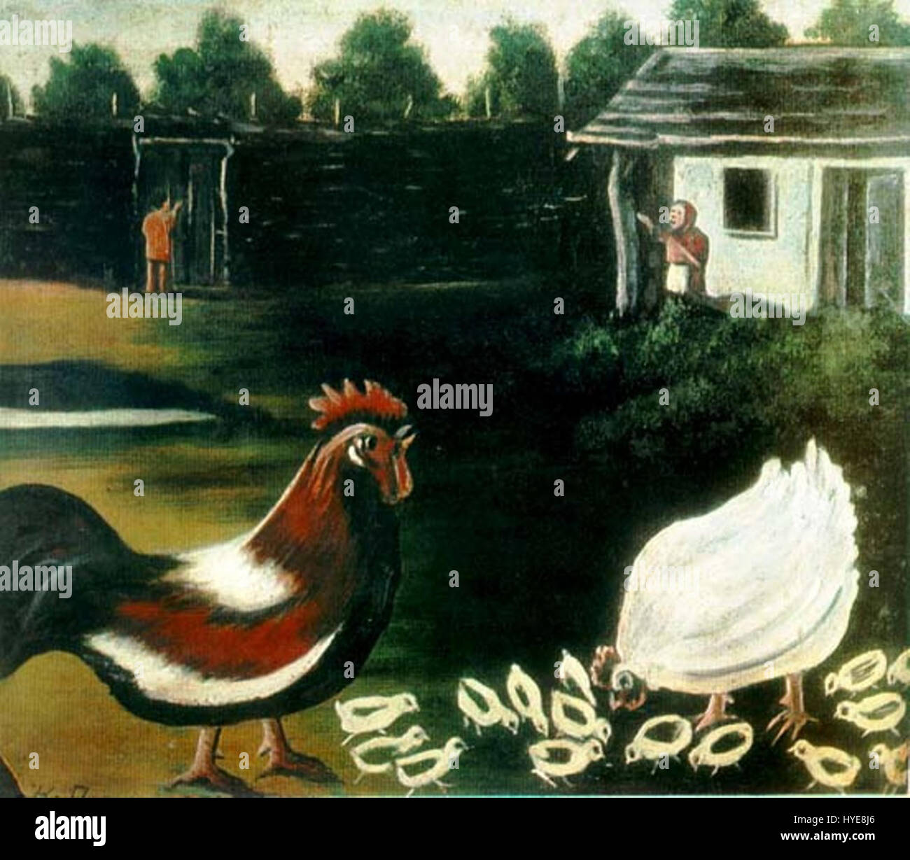 Pirosmani's painting *Cock and Chicken* exemplifies the artist's unique ...