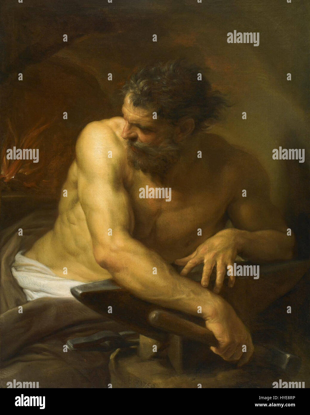'Vulcan in his Forge' by Pompeo Batoni, painted in 1750, depicts the ...