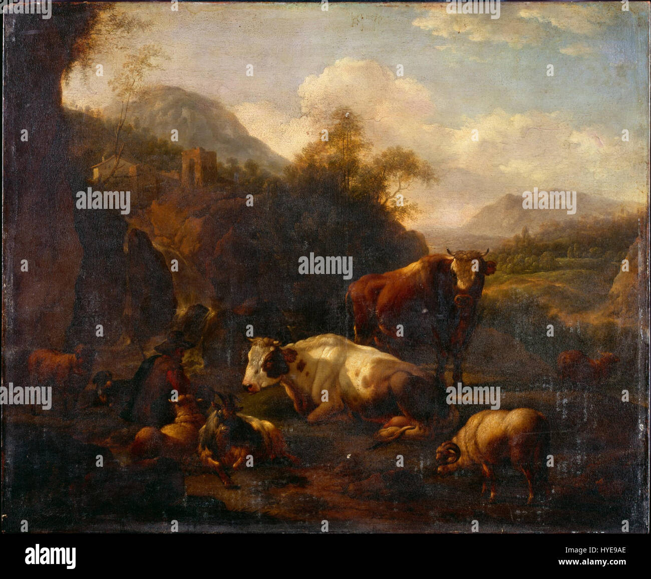 A landscape painting by Johann Heinrich Roos, showcasing his talent for ...