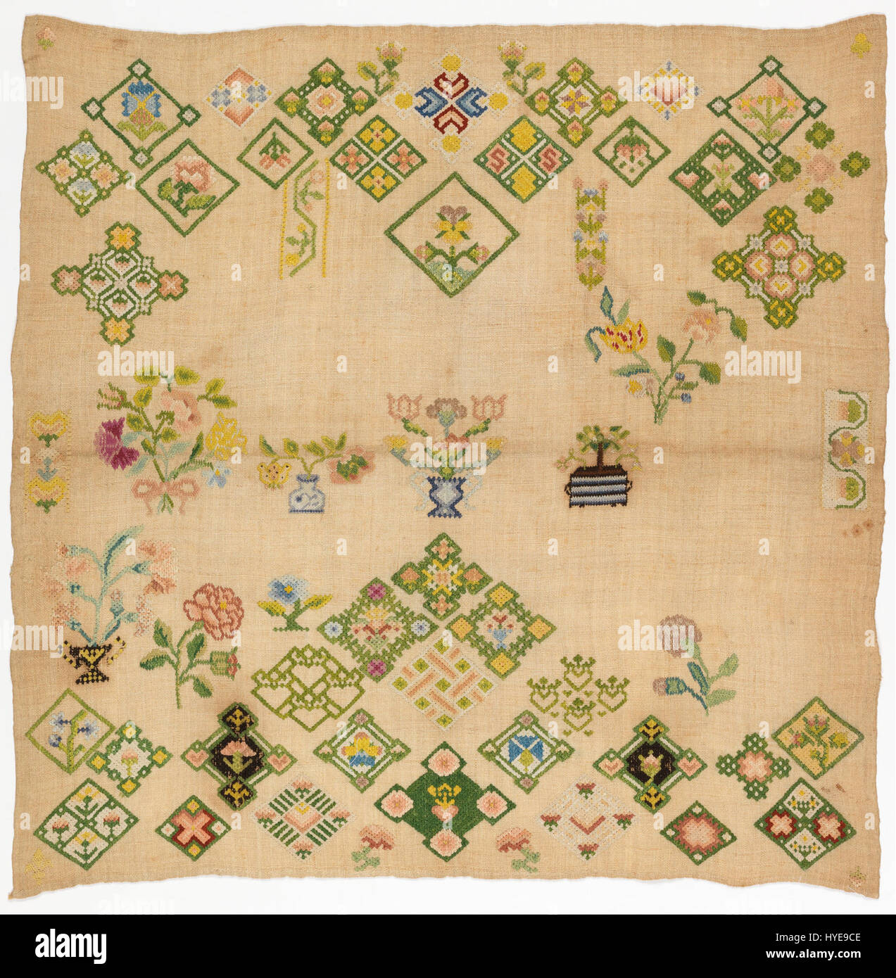 The 'Sampler' (6851370) is a piece of needlework, likely created by a ...