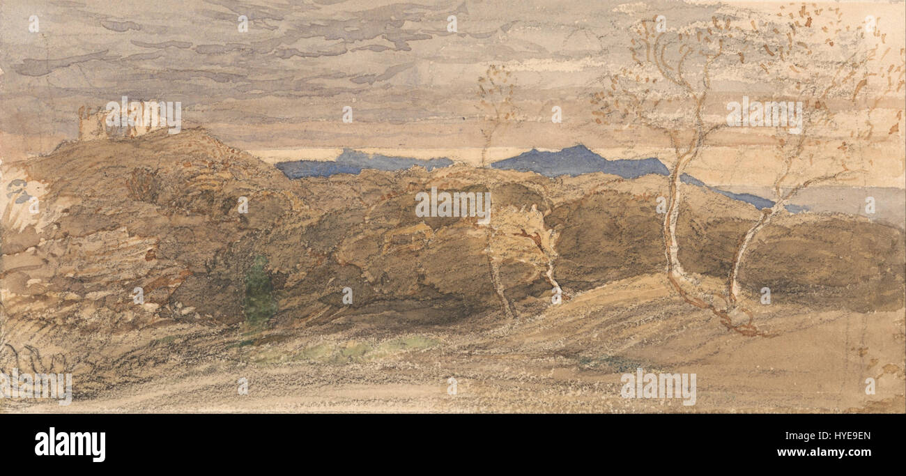 This landscape painting by Samuel Palmer depicts a serene scene from ...