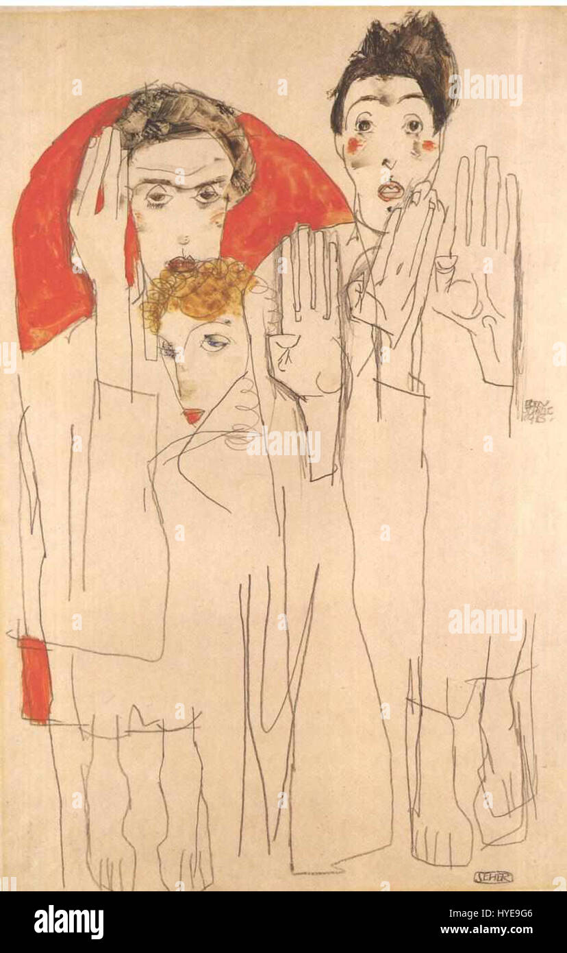 Egon Schiele's 1913 work, Seher, reflects his distinctive style ...