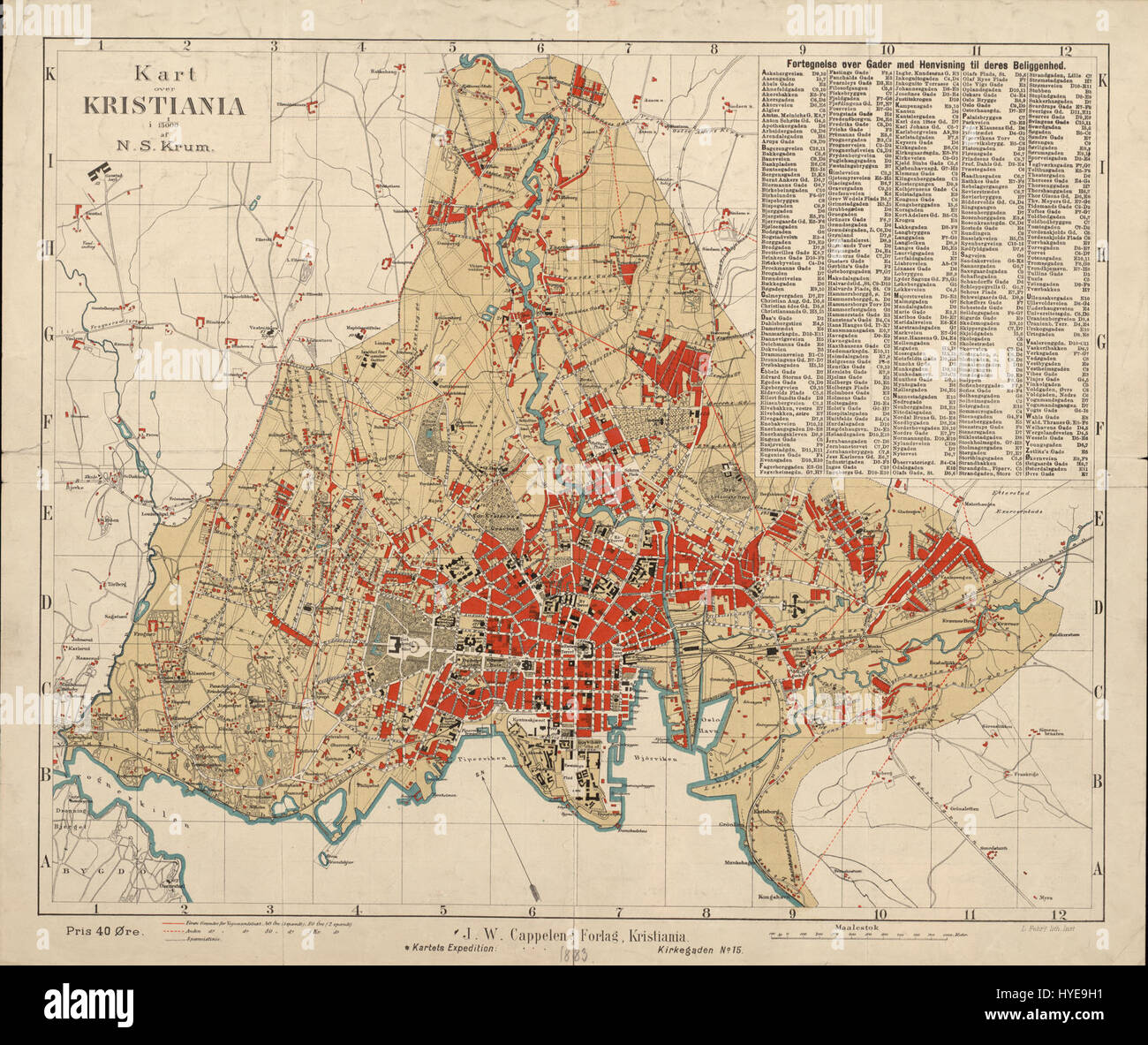This map of Kristiania (now Oslo), Norway, offers a detailed view of ...