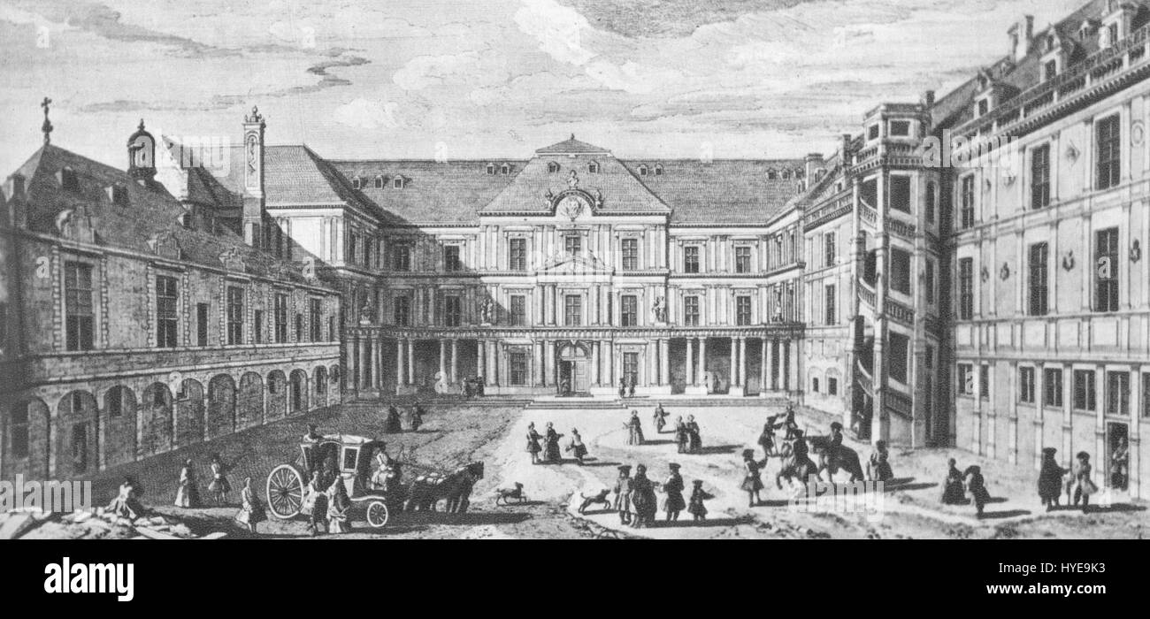 Schloss Blois, a Renaissance castle in France, is depicted by the ...