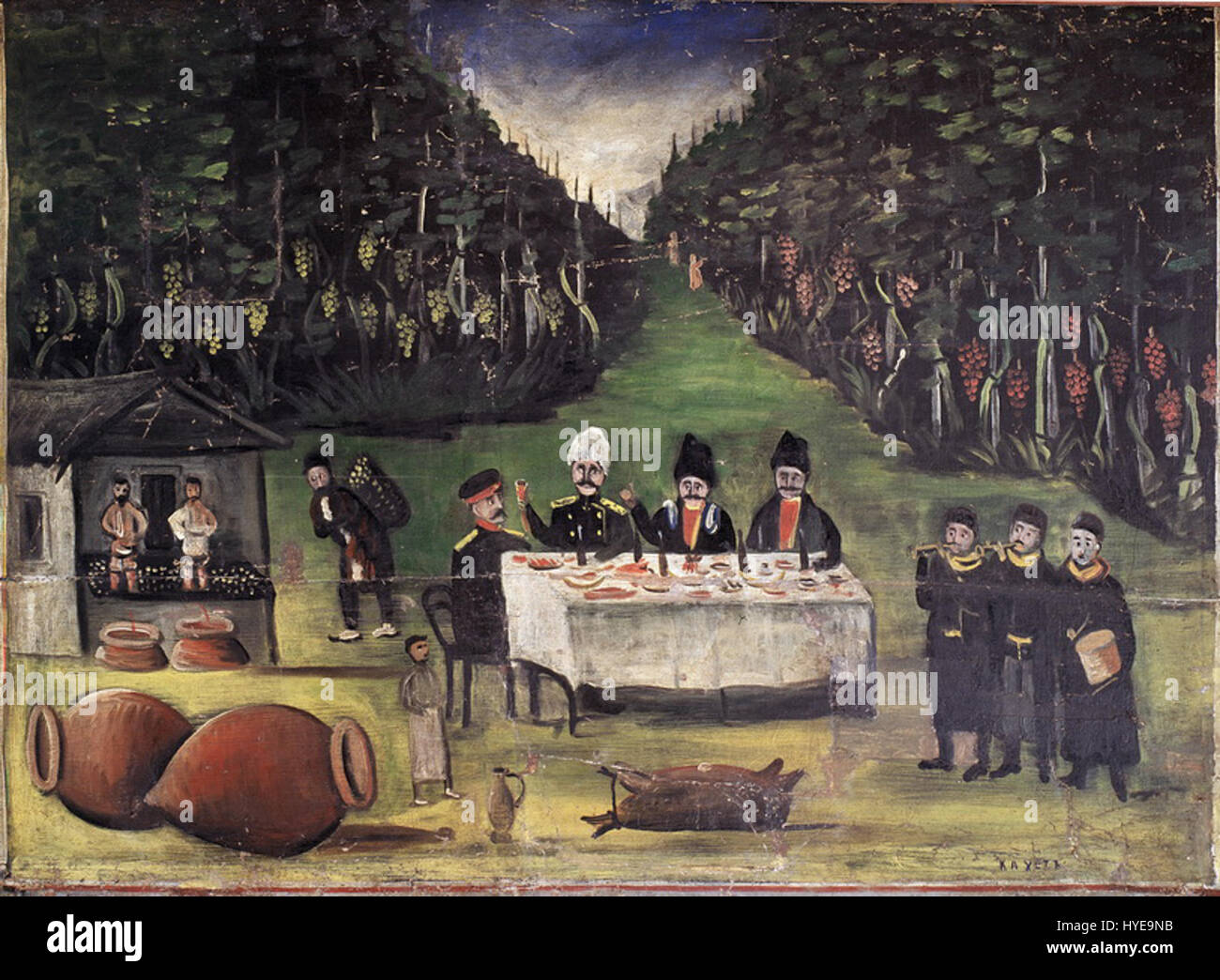 This painting by Niko Pirosmani, titled 'Autumn Feast,' is a part of a ...