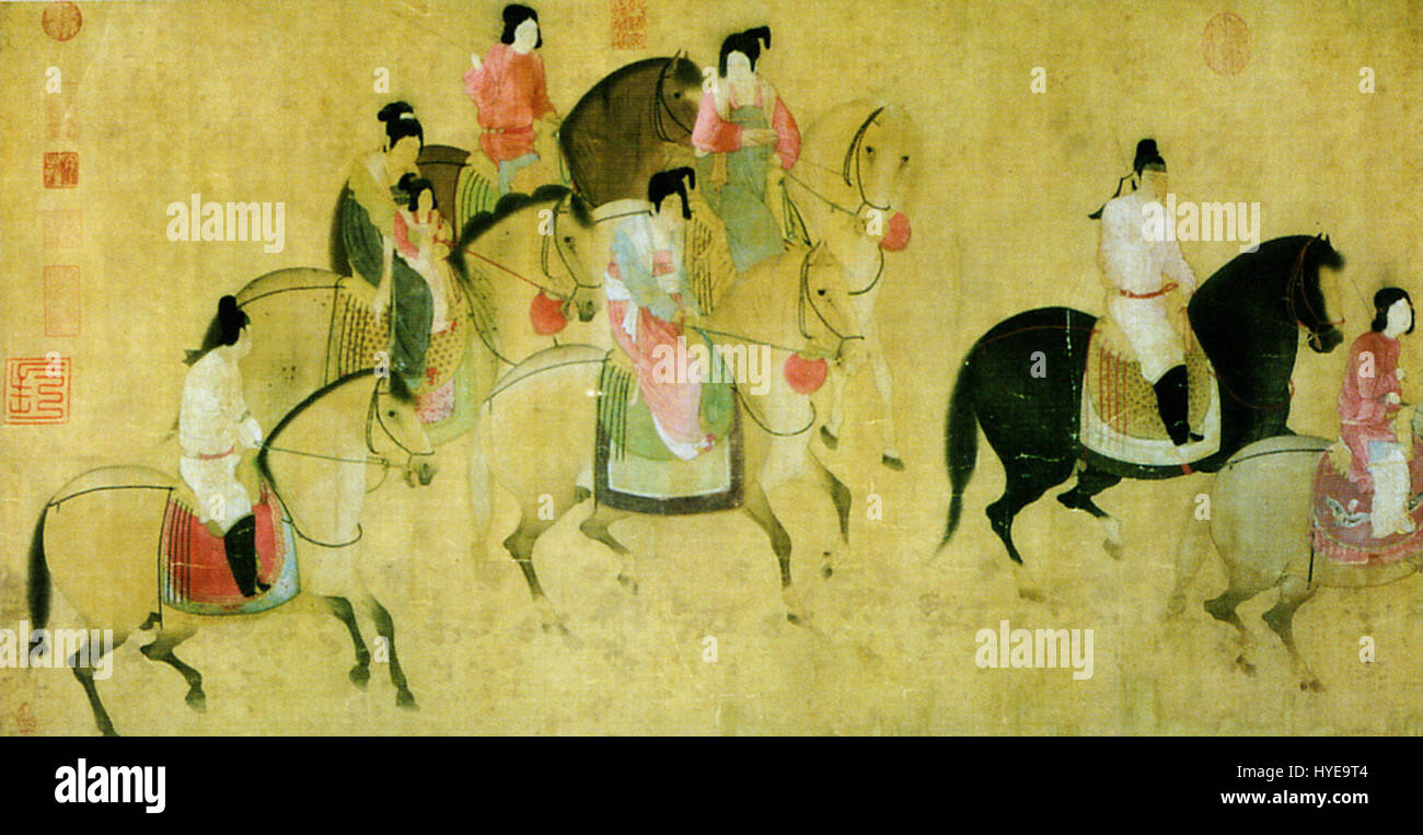 'Spring Outing of the Tang Court' is a famous Chinese painting that ...