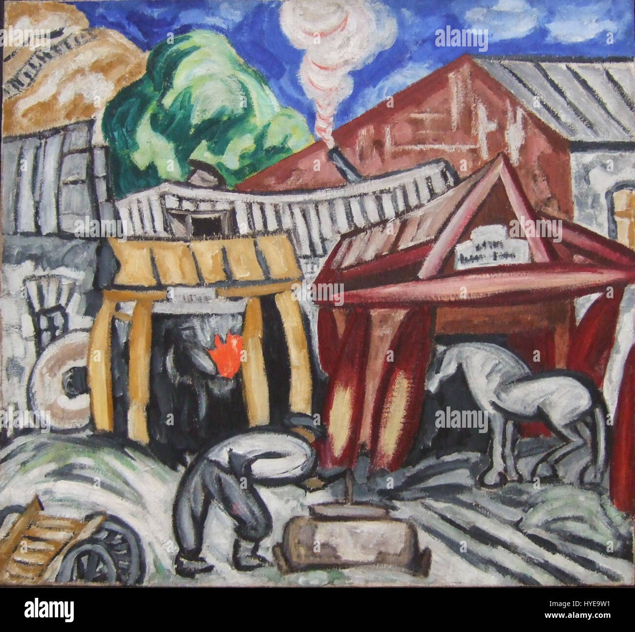 'Smithy' by Rozanova, created in 1912, is a dynamic work that captures ...