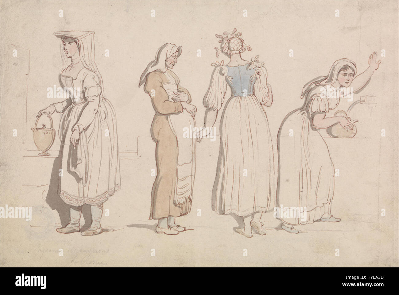 *Four Women at a Well in Rome* by Thomas Rowlandson portrays a charming ...